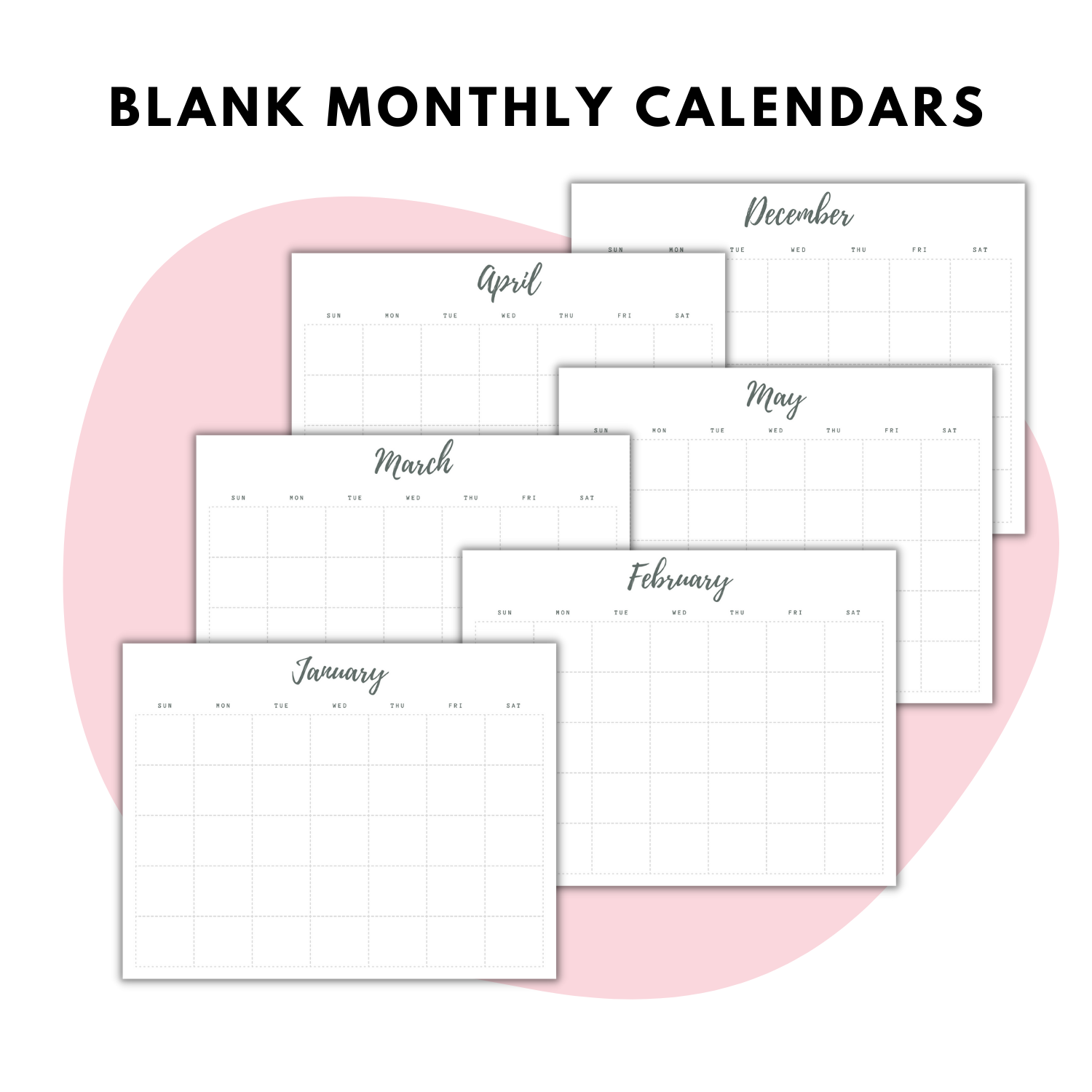 12 BLANK MONTHLY CALENDAR PRINTABLES – Mom Managing Chaos